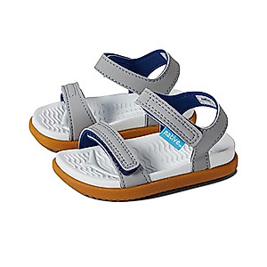 Native Shoes Kids Charley Sandal for Indoor and Outdoor - Vegan, Hook & Loop Closure Contoured and Open-Toe Sandals Little Kids & Toddlers Pigeon Grey/Shell White/Toffee Brown 8 Toddler M