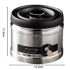 NEREIDS NET Tea Canister with Vacuum Seal Elderly-Friendly Container Stainless Steel Storage Tank for Leaves Coffee Beans Moisture Proof Dust-Proof 750/1100ml Black M