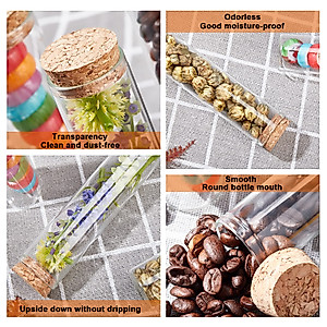 BENECREAT 10 Pack 60ml Glass Test Tube with Cork Stopper Clear Flat Mini Glass Bottles Jars for Wedding Party Favors, Candy, Spices, Beads, Mother's Day Home Decor