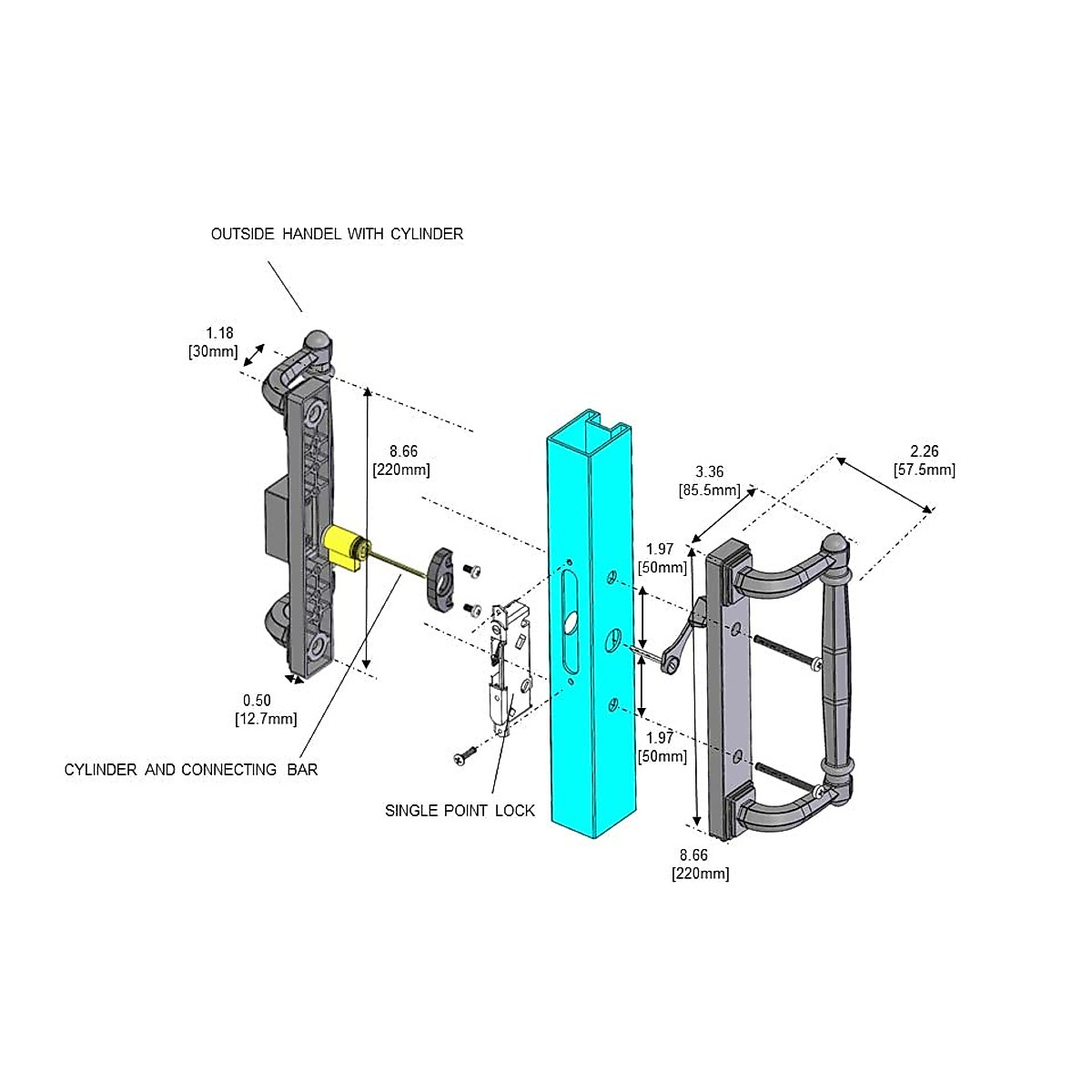 House Guard 20001 Series Patio Door Lock and Handle Set with Key Choices That Add a Unique Signature to Your Patio Doors Glass Sliding Door Handle(Black)