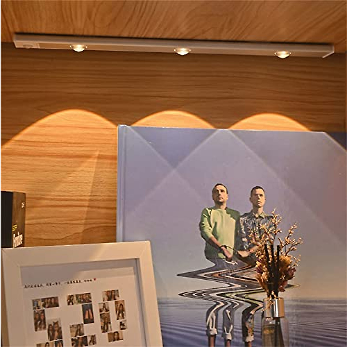 Motion Sensor Under Cabinet Lights - LED Under Counter Closet Lighting, Kitchen Night Lights, 3-Color Dimmable LED Light for Wardrobe, Closets (Silver)