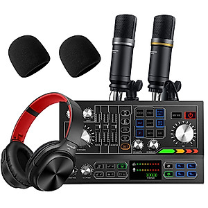 Podcast Equipment Bundle with 2 Studio Condenser Microphone and Headset
