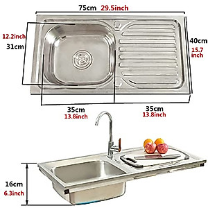 Free Standing Utility Sink Stainless Steel Single Bowl Sink Set, Commercial Kitchen Prep & Workbench Sink, With Storage Shelves & Drainer Unit Faucet Combo