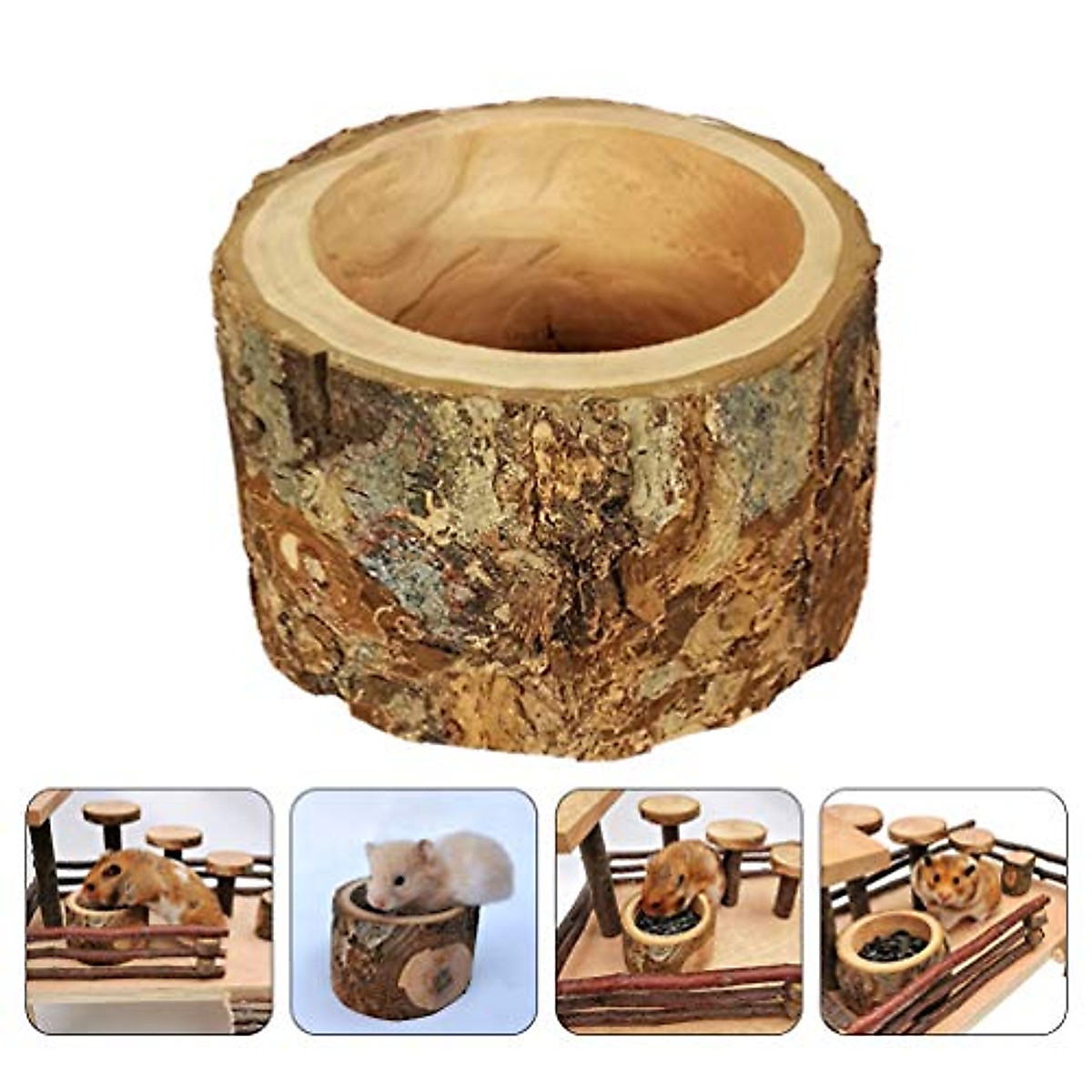 POPETPOP Hamster Wooden Food Bowl for Hedgehog Guinea- Pig Gerbil Squirrel Reptiles Chinchilla Ceramic Feeding Dish (Random Color)