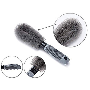 Aaskuu 2 Pcs Steel and Alloy Wheel Cleaning Brush, Rim Cleaner for Your Car, Motorcycle or Bicycle Tire Brush Washing Tool