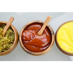 Pacific Merchants Acaciaware Set, 16-Inch Baguette Tray with 4-Inch Dipping Bowls