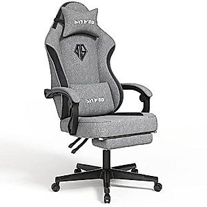 SITMOD Gaming Chair with Footrest-Computer Ergonomic Video Game Chair-Backrest and Seat Height Adjustable Swivel Task Chair for Adults with Lumbar Support(Gray)-Fabric