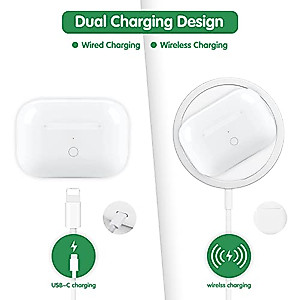 Replacement Wireless Charging Case Compatible with Airpods Pro 1st,Compatible for Airpods Pro Charger Case with Bluetooth Pairing Sync Button,Built in 660mAh Battery,No Earphones