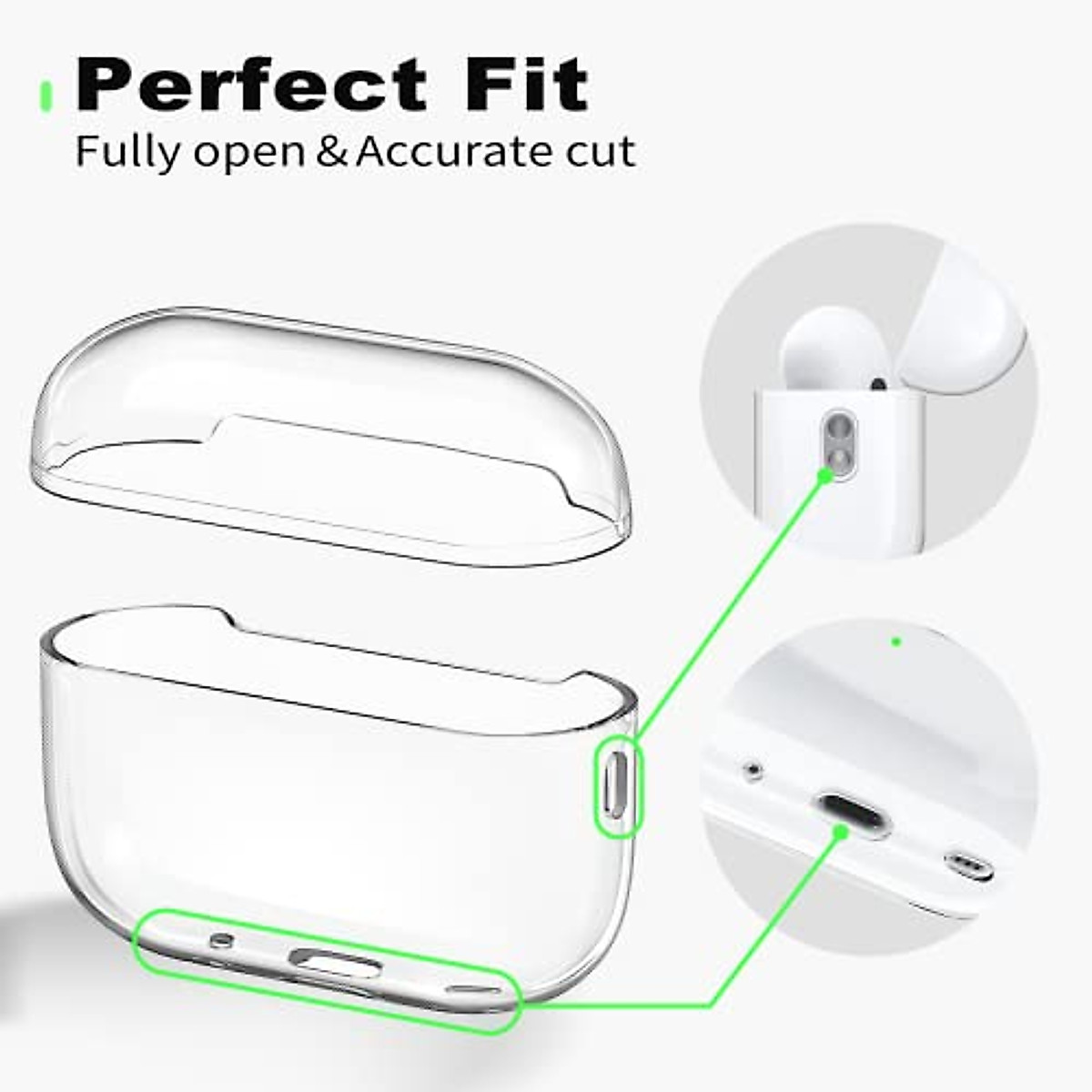Foweroty Compatible Airpods Pro 2/1 Case Clear, Soft TPU Transparent Protective Cover for Women Men Shockproof iPods Pro 2 Case Skin for Airpods Pro 2/1 Charging Case，Clear