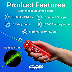 ZipString - Wonderment Awaits with Shark Tank - Featured String Rope Launcher Loop Fidget Toy, Defying Gravity to Boost Your Imagination - The Ideal Gift for Kids and Adults, Rock'it Red