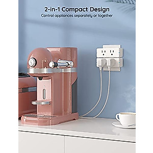 Govee Dual Smart Plug 2 Pack, 15A WiFi Bluetooth Outlet, Work with Alexa and Google Assistant, 2-in-1 Compact Design Bundle with Govee Smart Plug, WiFi Plugs Work with Alexa & Google Assistant
