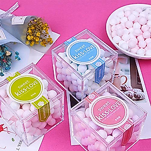 Acrylic Boxes with Lids,4 Pieces 3.4x3.4x3.4Inch Clear Plastic Square Cube Plexiglass Boxes for Display Small Acrylic Containers Jewelry Birthday Wedding Easter Party Decoration Lucite Box