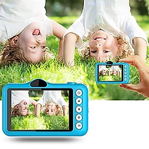 Multifunction Kids Digital Camera for Kids Birthday New Year Gifts Camera 3.5inch Screen Rechargeable Front and Back Double Lens 2mp for Boys Girls 2023 (Blue)