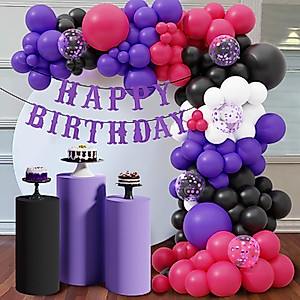 Wednesday Balloons Garland Arch Kit, 123Pcs TV Drama Black Purple Rose Red Balloon Happy Birthday Banner for Wednesday Gothic Theme Birthday Party Supplies Decorations Halloween Party Favors