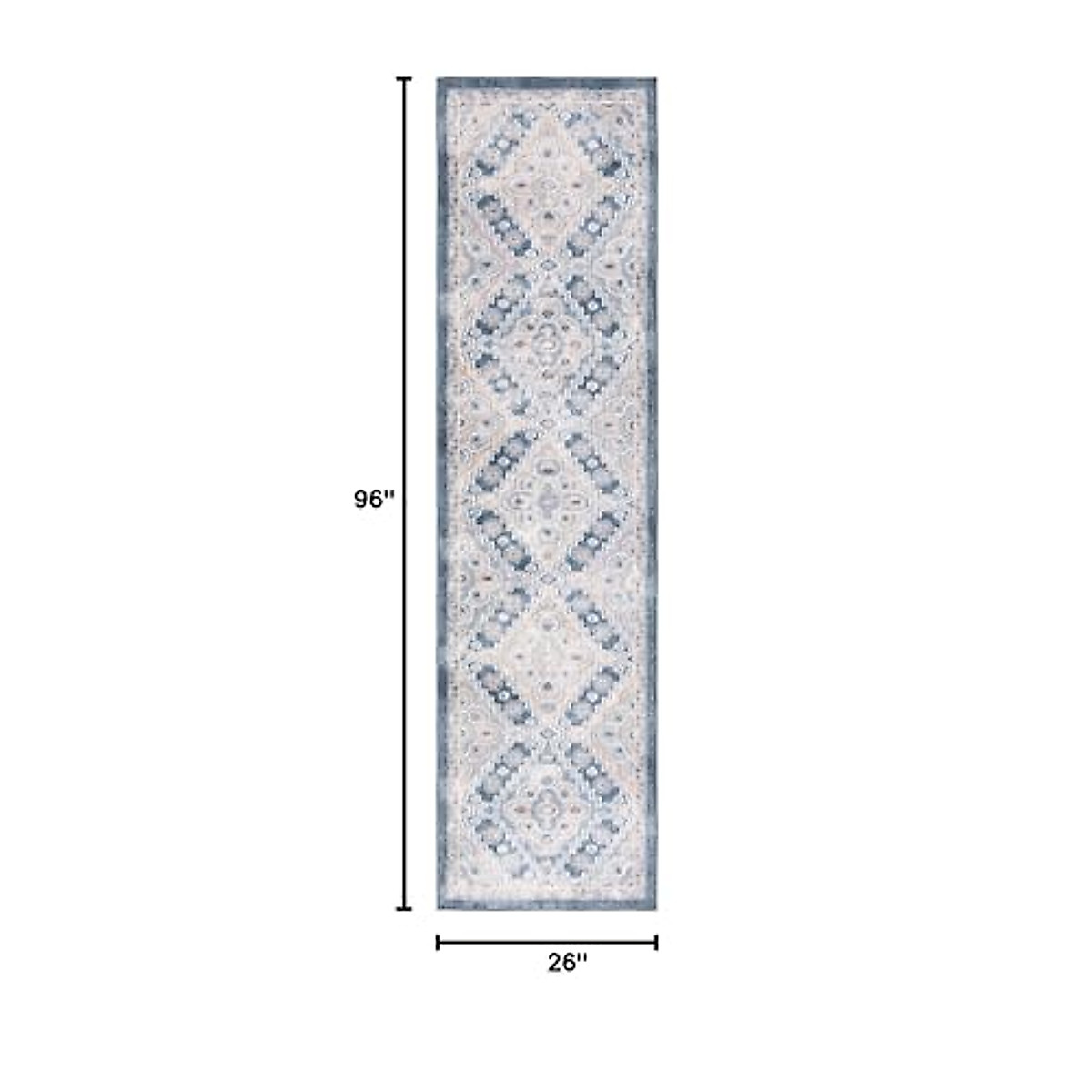 SAFAVIEH Blair Washable Collection Runner Rug - 8' Runner, Grey & Navy, Contemporary Design, Washable & Slip Resistant, Ideal for High Traffic Areas in Hallway, Bathroom & Kitchen (BLR220F-28)