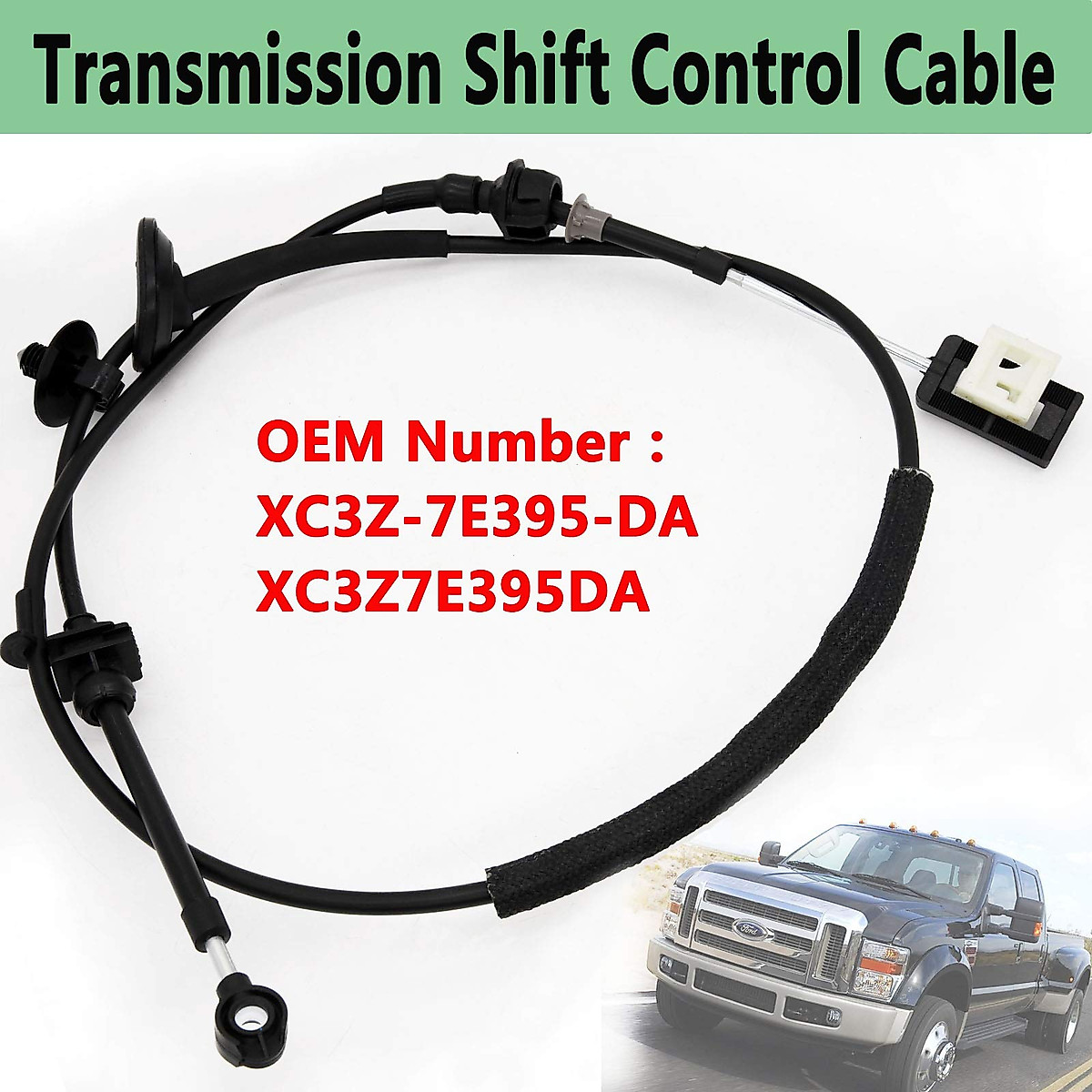 XC3Z-7E395-DA Automatic Transmission Shift Control Cable, Compatible with Ford F-250 F250 Super Duty Excursion 1999-2004 5.4L 6.8L Engines Only, By LIYYOO