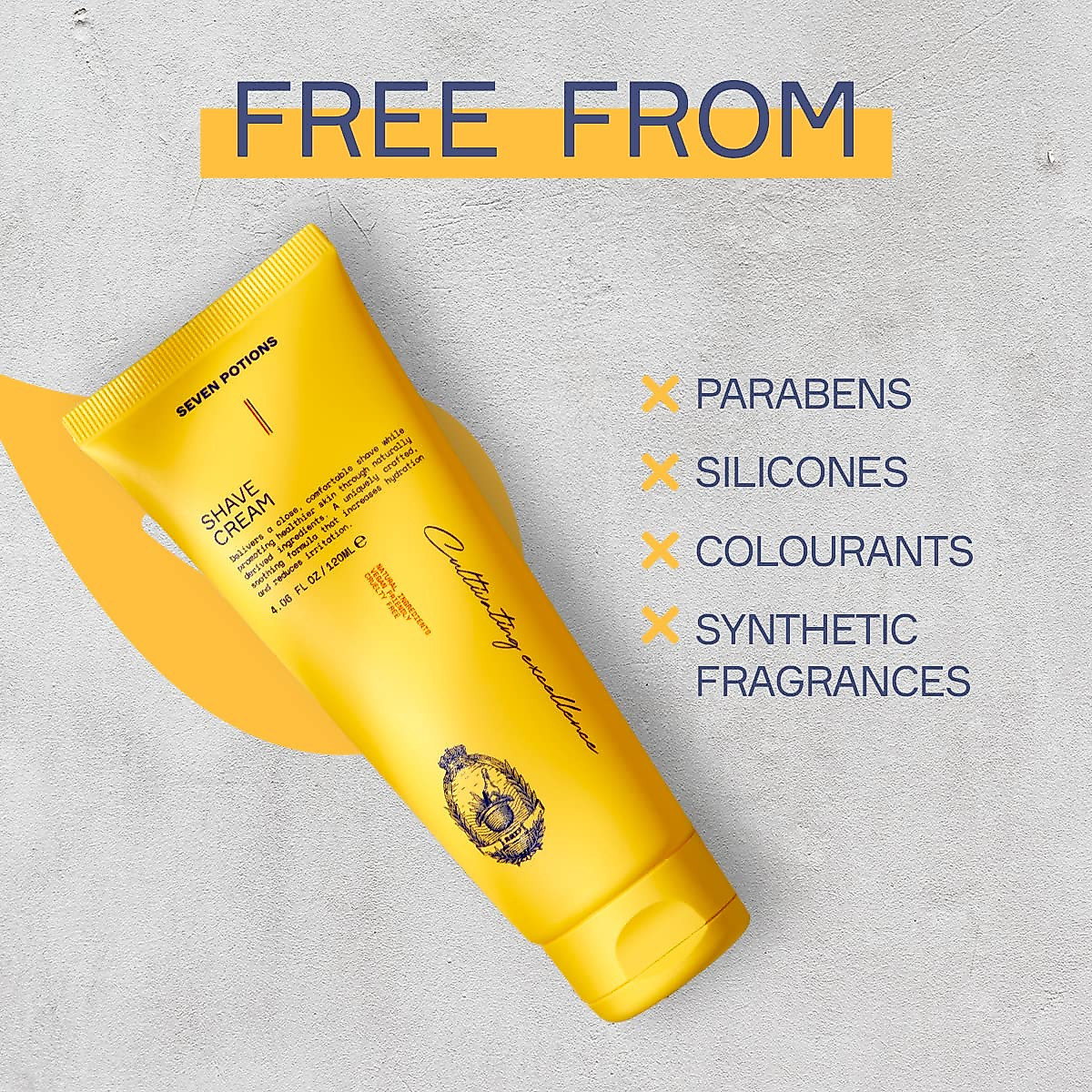 Seven Potions Lathering Shaving Cream for Men – Smooth, Irritation-free Shave – Soothing, Hydrating, Moisturising Shave Soap – Natural, Vegan, Cruelty-Free (4.06 FL OZ)