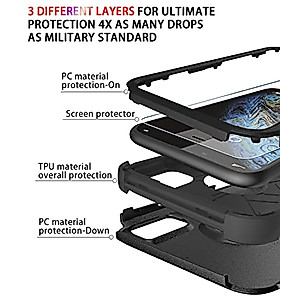 Diverbox for iPhone X Case/iPhone Xs Case [Shockproof] [Dropproof] [Tempered Glass Screen Protector ] Heavy Duty Protection Phone Case Cover for Apple iPhone X/XS (Black)