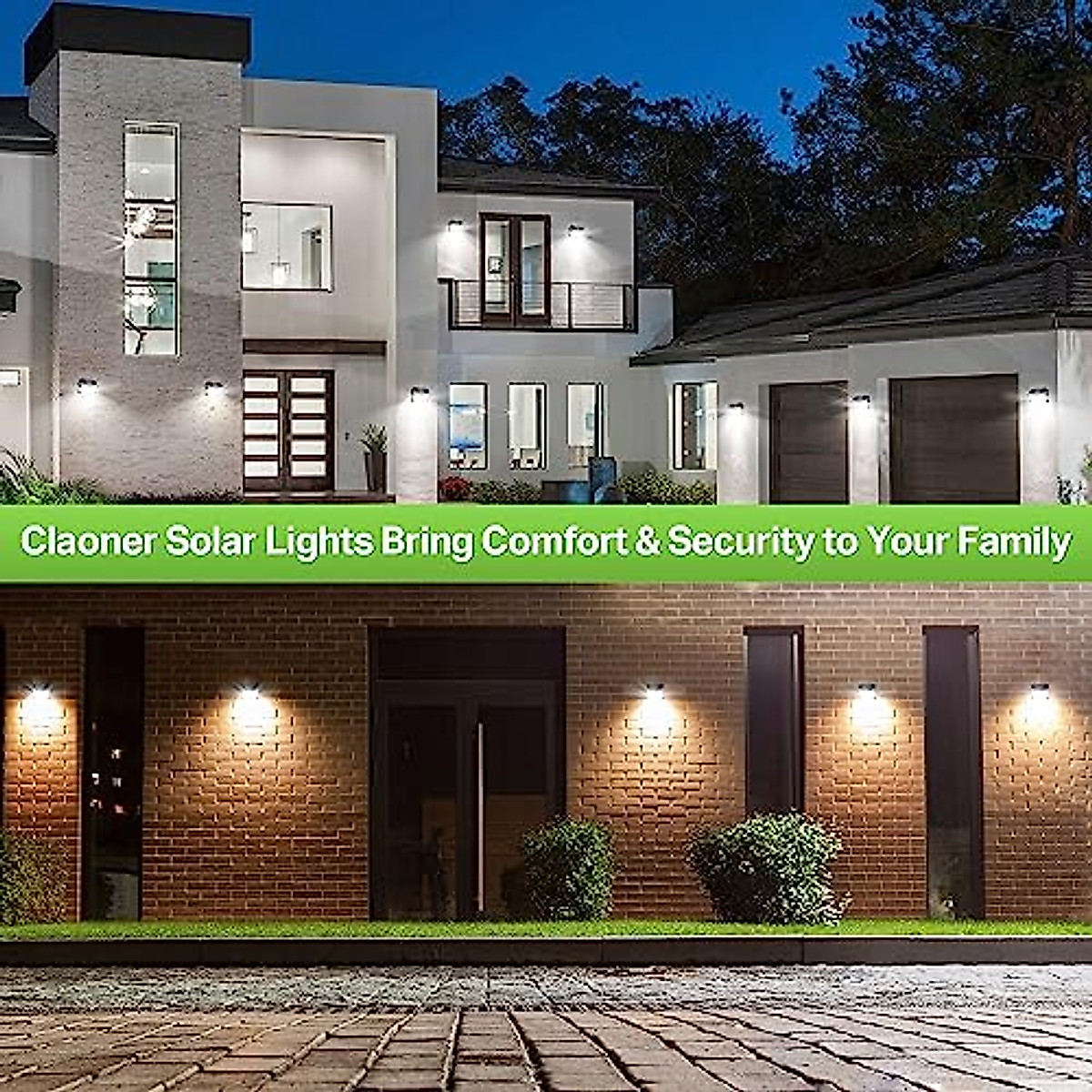 CLAONER Solar Lights Outdoor [𝟔 𝐏𝐚𝐜𝐤/126 LED], Wireless Motion Sensor Lights, IP65 Waterproof Security Lights 3 Modes, 270° Lighting Angle, Ultra-Bright Wall Lights for Deck Patio Fence Garage