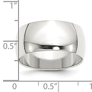 IceCarats 925 Sterling Silver 10mm Half Round Plain Classic Wedding Band Ring Size 13.5