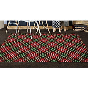 Brumlow MILLS Christmas Plaid Washable Festive Print Holiday Area Rug for Living or Dining Room, Bedroom Carpet and Kitchen Rug, 5'x8', Multicolor