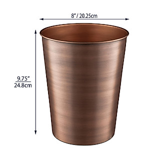 Monarch Abode Handcrafted Metal Wastebasket Trash Can for Home Office Bedroom, Decorative Wastebasket, Modern Bathroom Decor, Durable, Standard, Antique Copper Finish