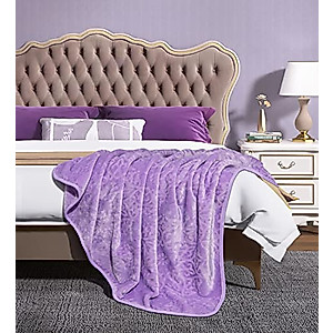 SUMGAR Lavender Throw Blankets Purple Thick Soft Fleece Blanket for Women Girls Bed Couch,Mandala Tufted Boho Fuzzy Warm Double Sided Flannel Blankets with Waterproof Inner Layer,Twin Size 60"x80"