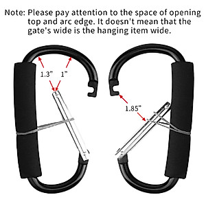 sansheng 4 Pack Large Carabiner 5.5" D Style Click and Carry Bag Carrier Stroller Hooks(Black and Blue)