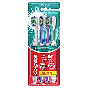 Colgate 360 Adult Toothbrush, Medium (4 Count)