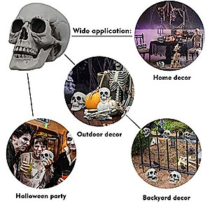 MOKRY PARTY Life Size Skeleton Skull for Halloween Decor Graveyard Outdoor White