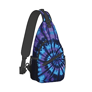 Yrebyou Tie Dye Sling Bag Hiking Travel Backpack Waterproof Adjustable Daypack Crossbody Shoulder Chest Bag For Women Men