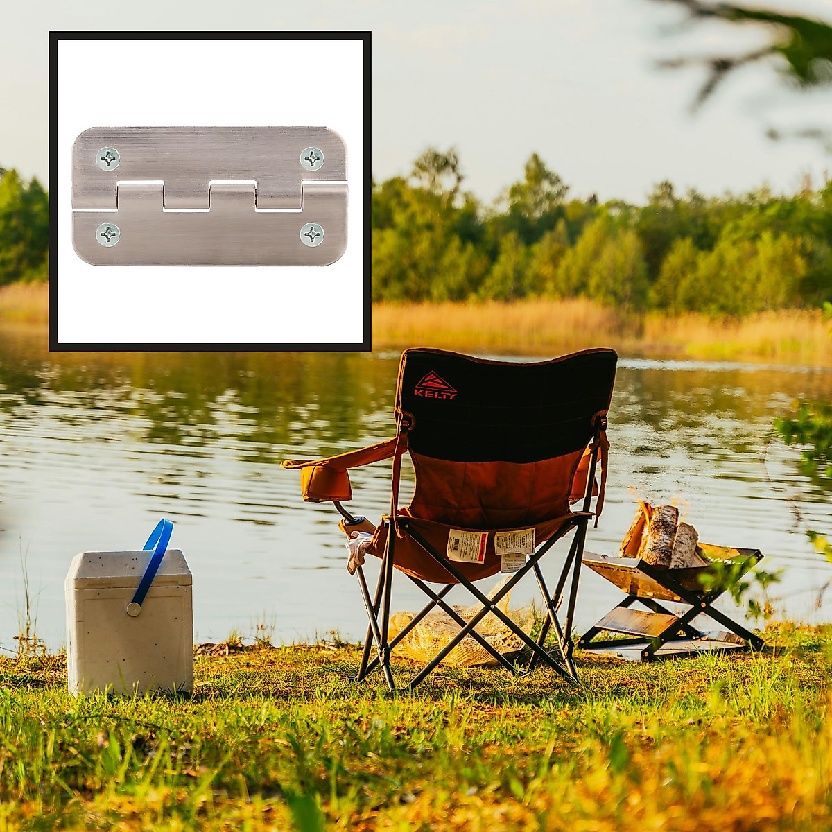 Cornucopia Brands Stainless Steel Replacement Cooler Hinges Compatible w/Igloo Style Ice Chests (Pack of 2 Hinges, 8 Screws)