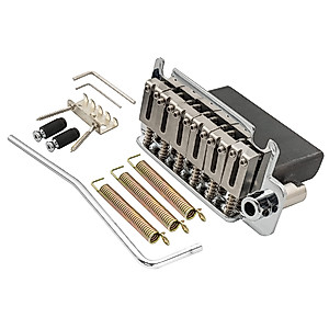 Musiclily Pro 52.5mm 2-Point Guitar Tremolo Bridge with Full Block Steel Saddles for Modern American Strat Electric Guitar, Chrome