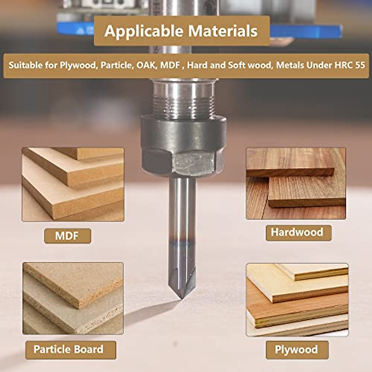 Spetool 90 Degree Carbide V Bits with Tiain Coated 4 Flutes, Chamfer End Mill for Caving V Groove and Sign