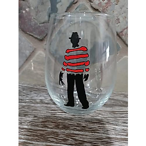 Freddy Krueger Silhouette Hand Painted Wine Glass/Nightmare on Elm Street