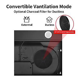 SNDOAS Range Hood 30 inch Under Cabinet,Black Range Hood with 500 CFM,Ductless Range Hood Black,Stainless Steel Kitchen Vent Hood 30 inch with 3 Way Venting,Baffle Filters,LED Lights