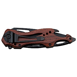 MTECH USA – Spring Assisted Folding Knife – Fine Edge Black Stainless Steel Blade, Brown Wood Handle, Pocket Clip, Tactical, EDC, Self Defense- MT-A705WD, 4.5-inch Closed