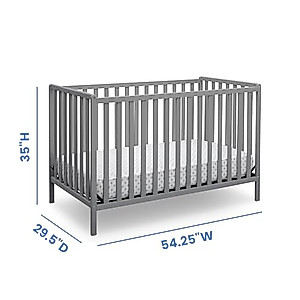 Delta Children Heartland 4-in-1 Convertible Crib - Greenguard Gold Certified, Grey