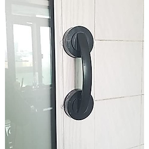 WANLIAN-Powerful Suction Cup Glass Mirror Door Handle, Refrigerator Drawer Bathroom Suction Cup Wall handrail, Bathtub Shower Handle Kitchen Drawer Cabinet Handle Suction Cup (Black Large)