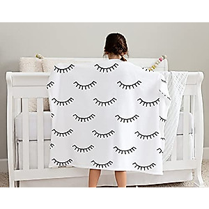 Lash Blanket, Black and White Throw Blanket, Lash Room Decor Blanket Soft Cozy Warm Bed Couch Blanket for Lash Bed, Studio, Clients, Women, Girl, Best Friend Birthday, Esthetician Gifts 50"x40"