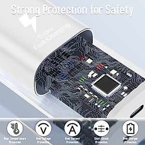 25W USB C Fast Charger for 2021/2020/2018 iPad Pro 12.9/11/10.9 inch 5/4/3/2/1th Generation,iPad Air 5/4th,iPad Mini 6 Gen,iPad Wall Charger Block Adapter and 6ft USB C to C Charging Cable Cord