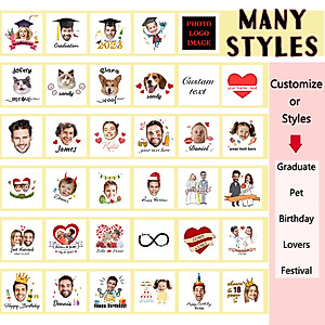 Custom Temporary Tattoos Personalized Tattoos with Photo Face Name Logo Customized for Adults Kids Women Men Gift Wedding Birthday Xmas Bachelorette Party Graduation Decor Text