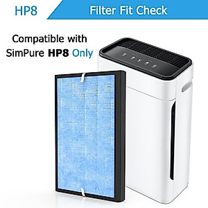 Vegebe HP8 Replacement True HEPA Filter Compatible with SimPure HP8 Air Purifier, SP-HP8-RF, 1 Pack