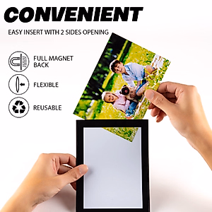 STTMGN Magnetic Picture Frames with Black Border(4"X6",10 Pack),Magnet Photo Frame Pockets/Postcard Holder,Decorations for home/office/school/Classroom/party