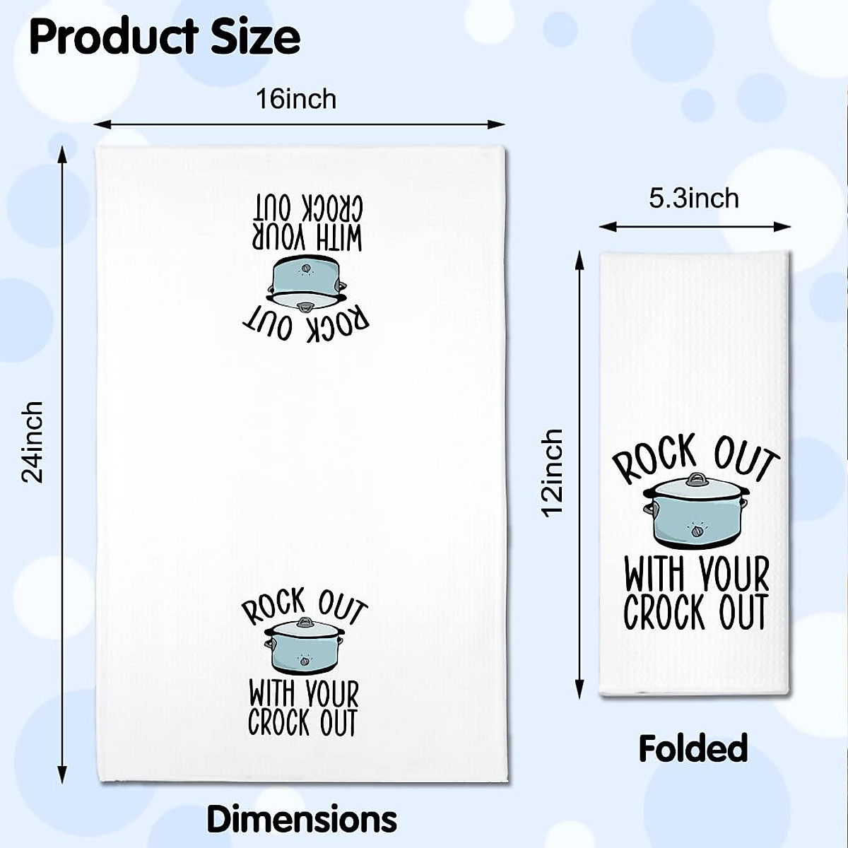 RZHV Rock Out with Your Crock Out Kitchen Towel, Funny Pot Dish Towel Gift for Women Sisters Friends Mom Aunty Hostess Bake Lover, Housewarming New Home