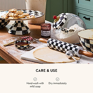 MACKENZIE-CHILDS Cookie Jar with Enamel Lid, Large Glass Treat Jar or Kitchen Jar, 1-Gallon Capacity, Black-and-White Courtly Check