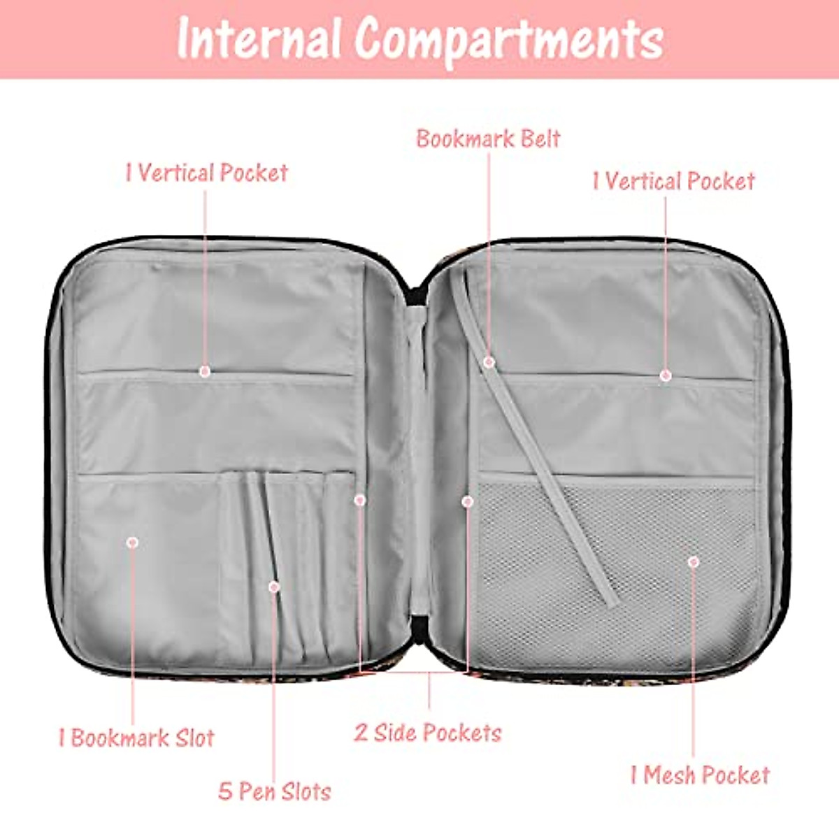 COLAZ Large Bible Cover for Women Bible Carrying Case to Church Durable Oxford Bag with Handle, Perfect Bible Case for Women as Gift （Butterfly）