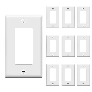 ENERLITES Decorator Light Switch or Receptacle Outlet Wall Plate, Size 1-Gang 4.50 Inches x 2.76 Inches, Unbreakable Polycarbonate Thermoplastic, 8831-W-10PCS, White (10 Pack), UL Listed