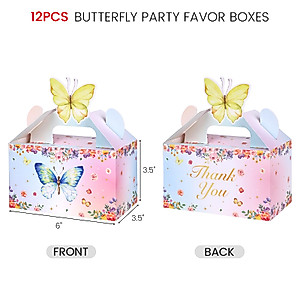 VGOODALL 12PCS Butterfly Party Favor Boxes, Goodie Gable Treat Box Paper Candy Box for Birthday Party Supplies Baby Shower Wedding Party