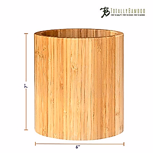 Totally Bamboo Oval Shaped Bamboo Kitchen Utensil Holder, 6" x 4" x 7"